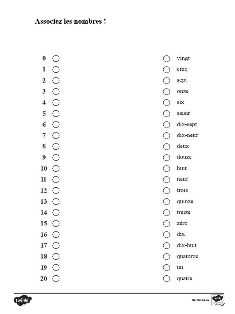 Exercices - Les Nombres 0-20 | PDF