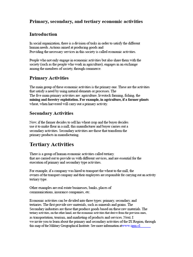 Primary Economic Activities | PDF