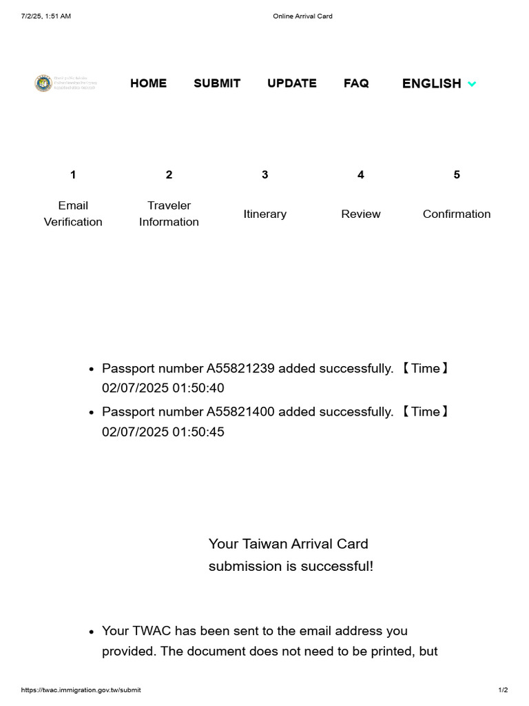 Online Arrival Card | PDF