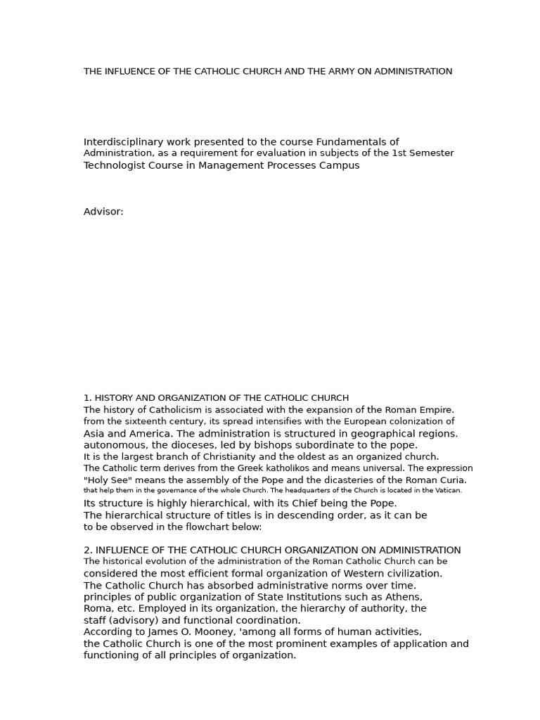Catholic Church and Army's Admin Influence | PDF | Catholic Church ...