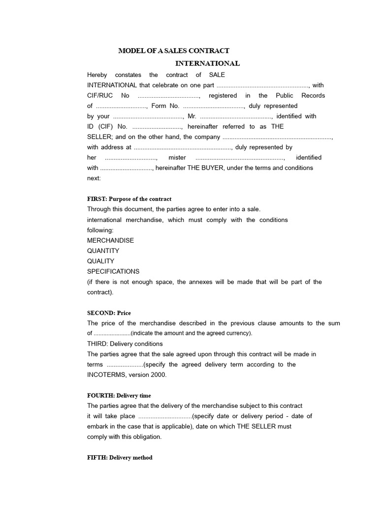 Model of A Sale Contract | PDF | Letter Of Credit | Business Law