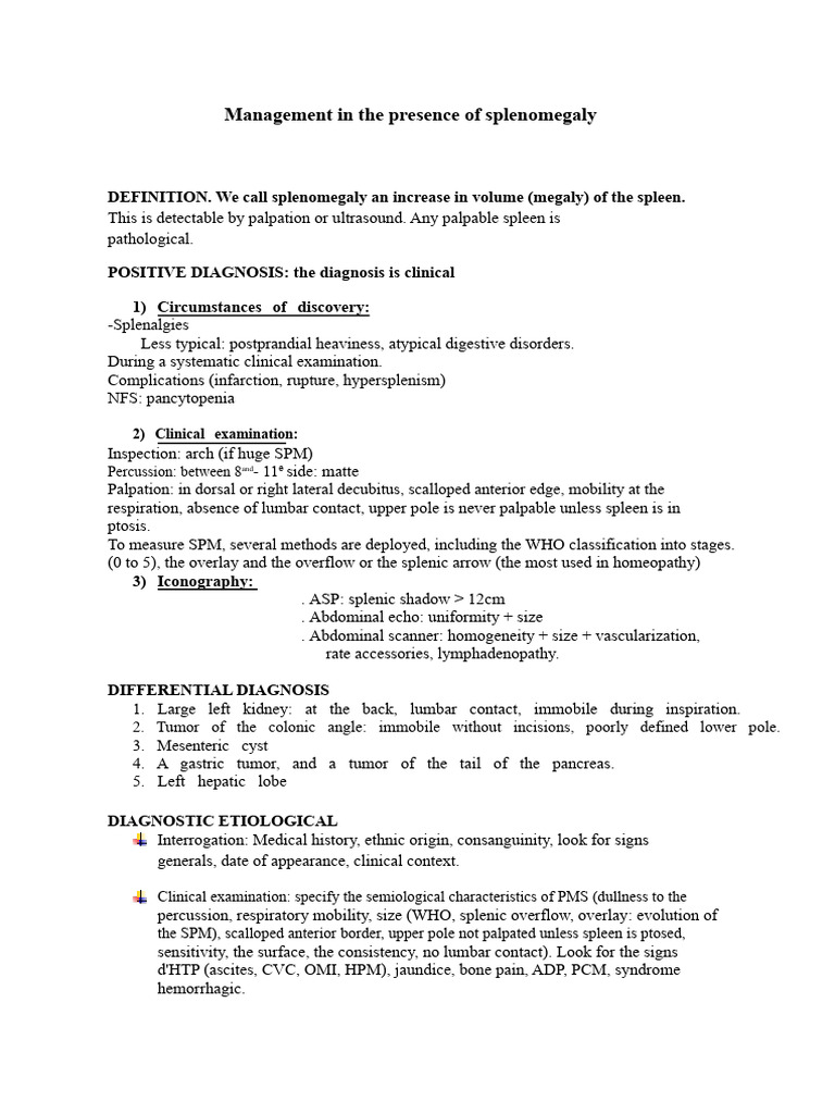 Managing Splenomegaly: Diagnosis & Treatment | PDF | Spleen | Medical ...