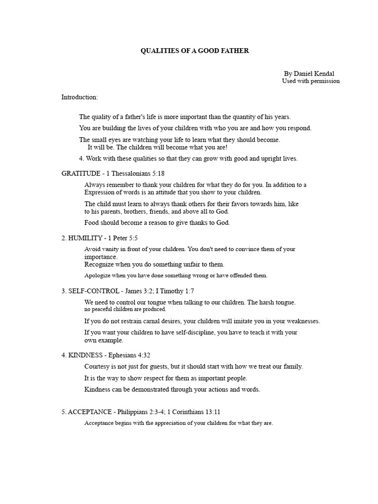 Essential Qualities of a Good Father | PDF