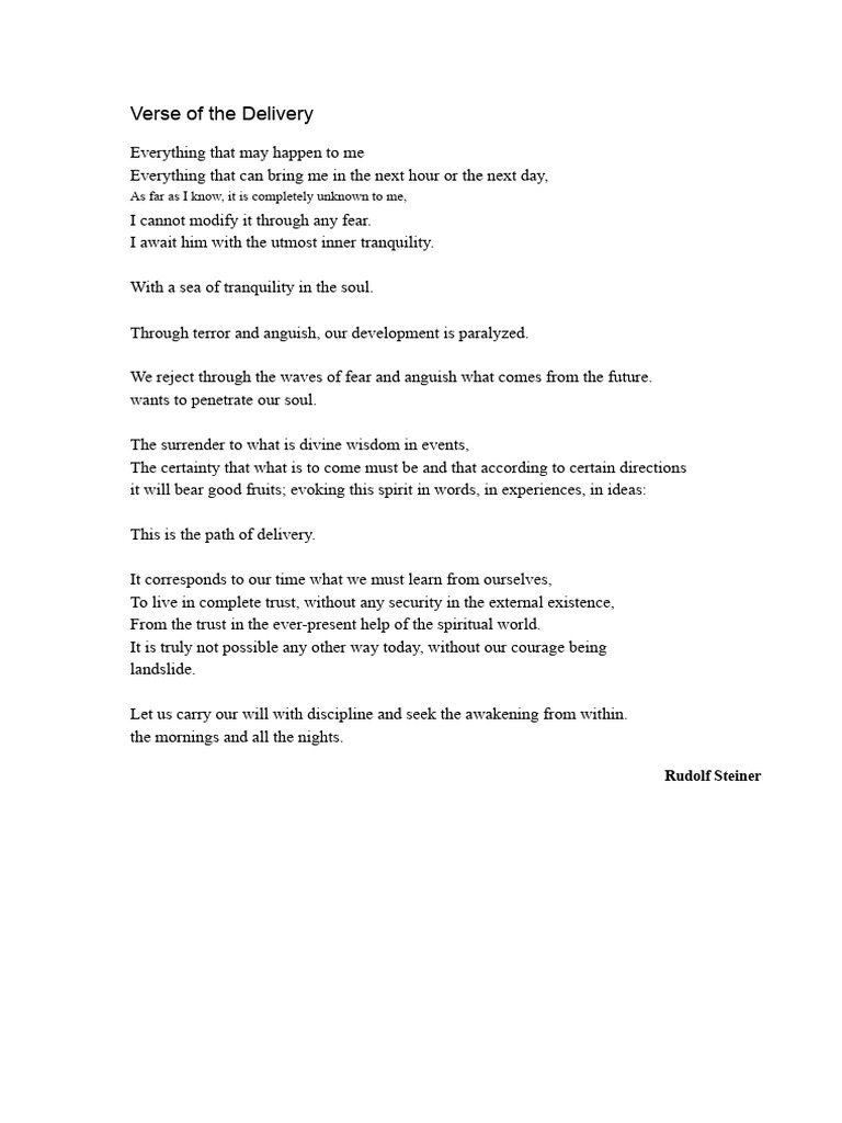 Rudolf Steiner - Delivery Verse | PDF