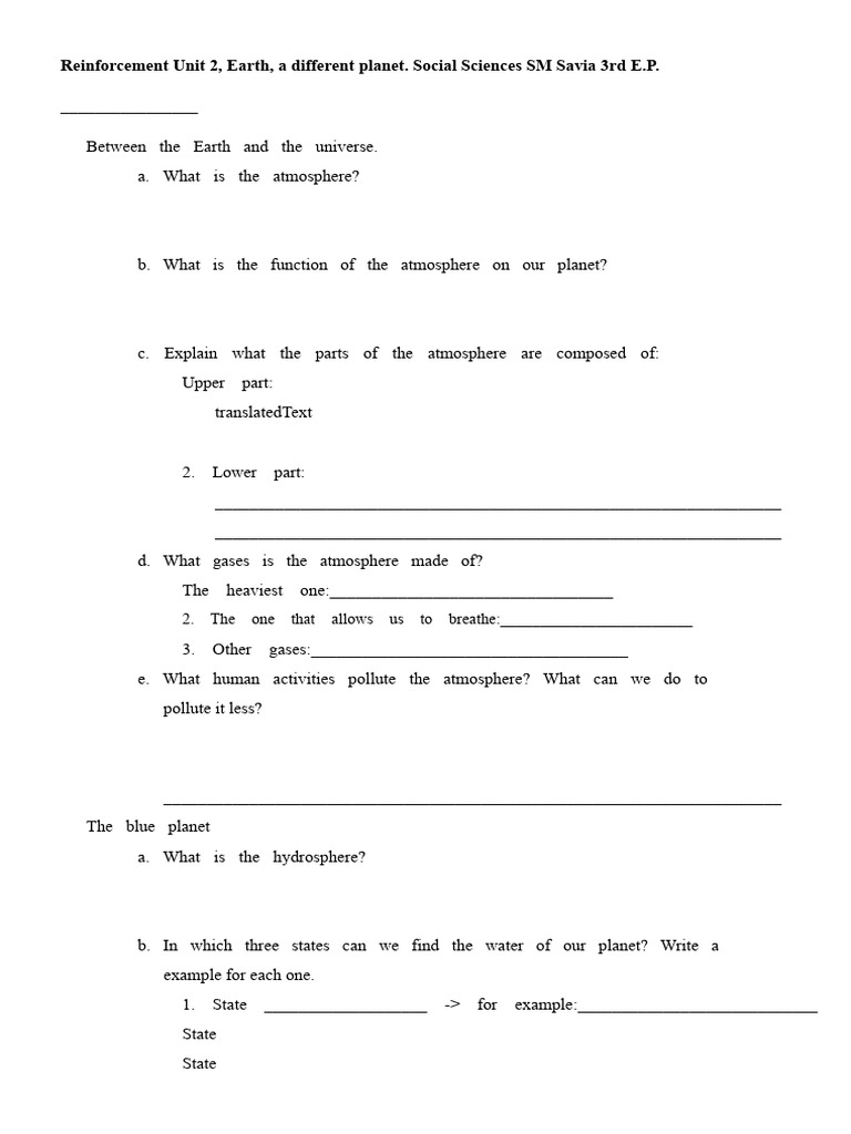 Review Topic 2 Social Sciences SM Savia Third Grade | PDF | Earth | Water