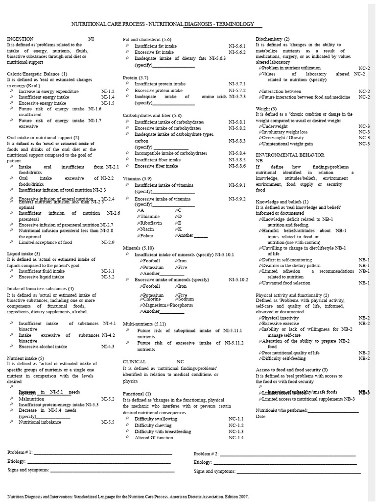 6) Nutritional Diagnostic Terminology Ada 2010 | PDF | Food Energy ...
