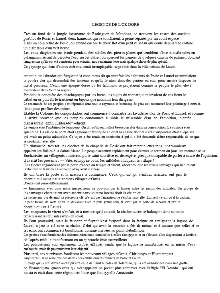 Légende de l'Eldorado en Amazonie | PDF