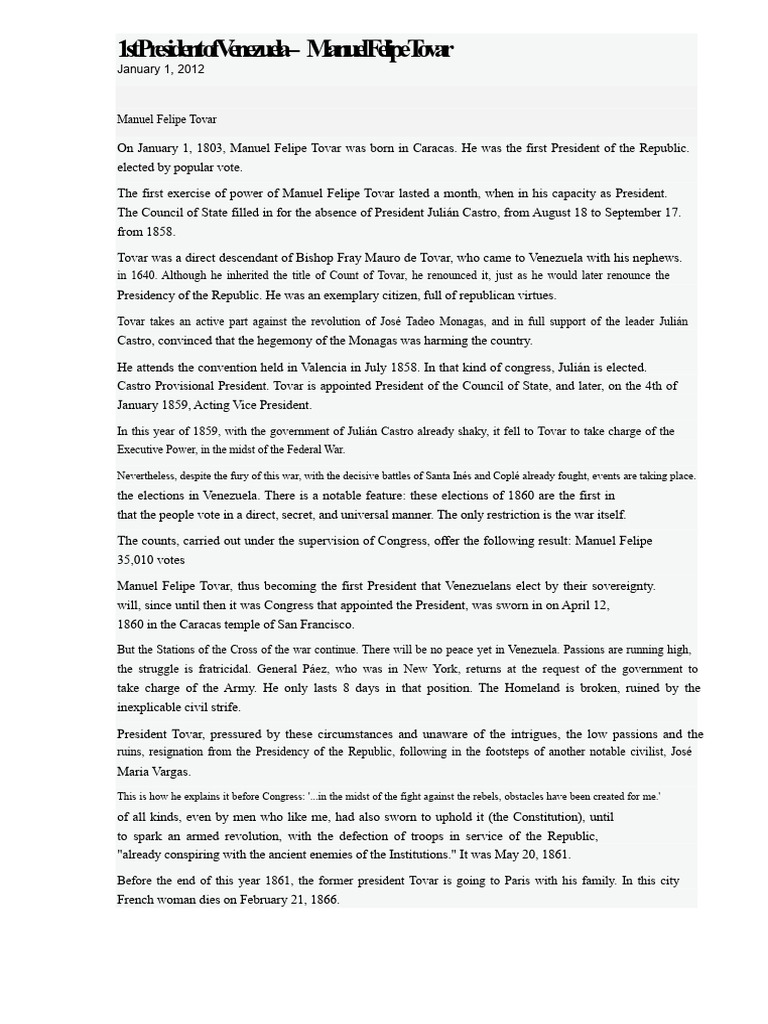 Research by Manuel Felipe Tovar | PDF | Venezuela | Government