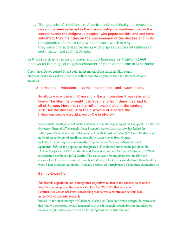 Medicine in Colonial Era Venezuela. | PDF | Smallpox | Medicine