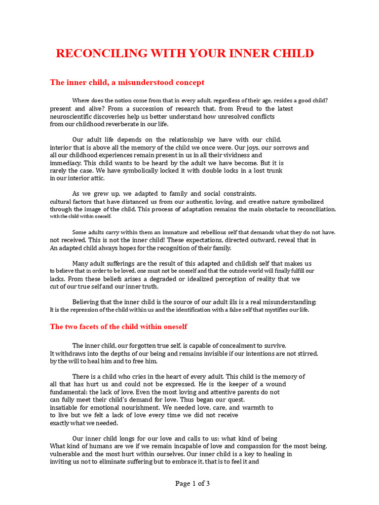 Reconciling With Your Inner Child | PDF | Love | Anger