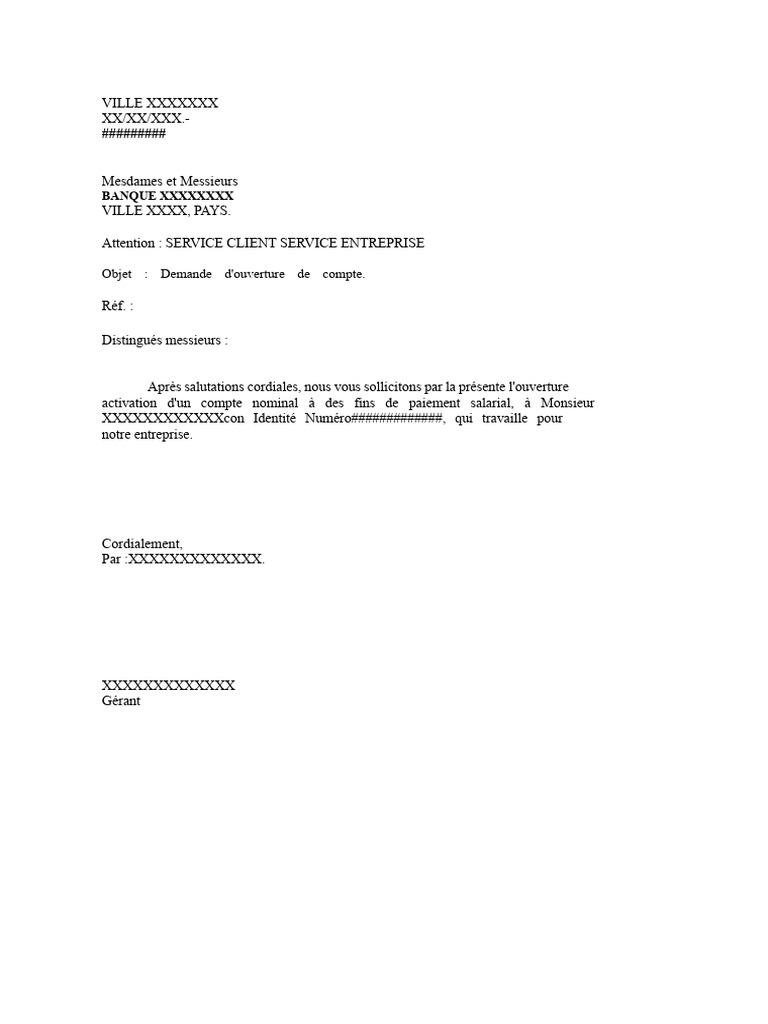 Lettre Banque Ouverture Compte de Paie | PDF