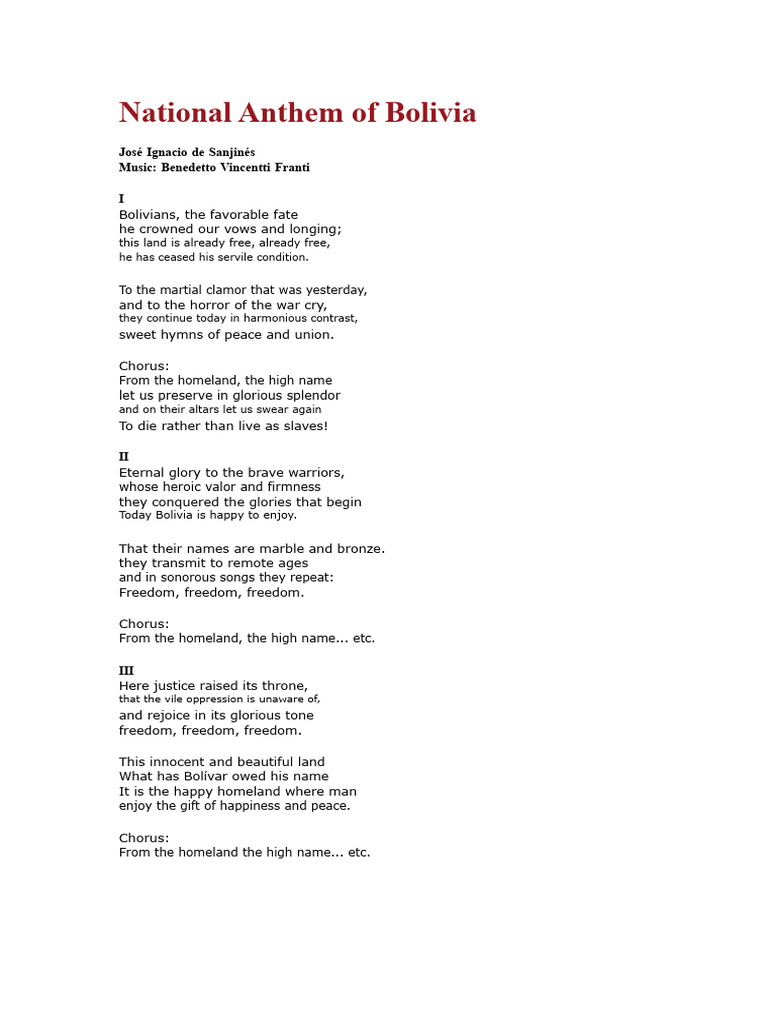 Análisis del Himno Nacional de Bolivia | PDF | Bolivia
