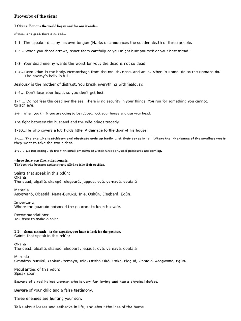 Proverbs of the signs | PDF