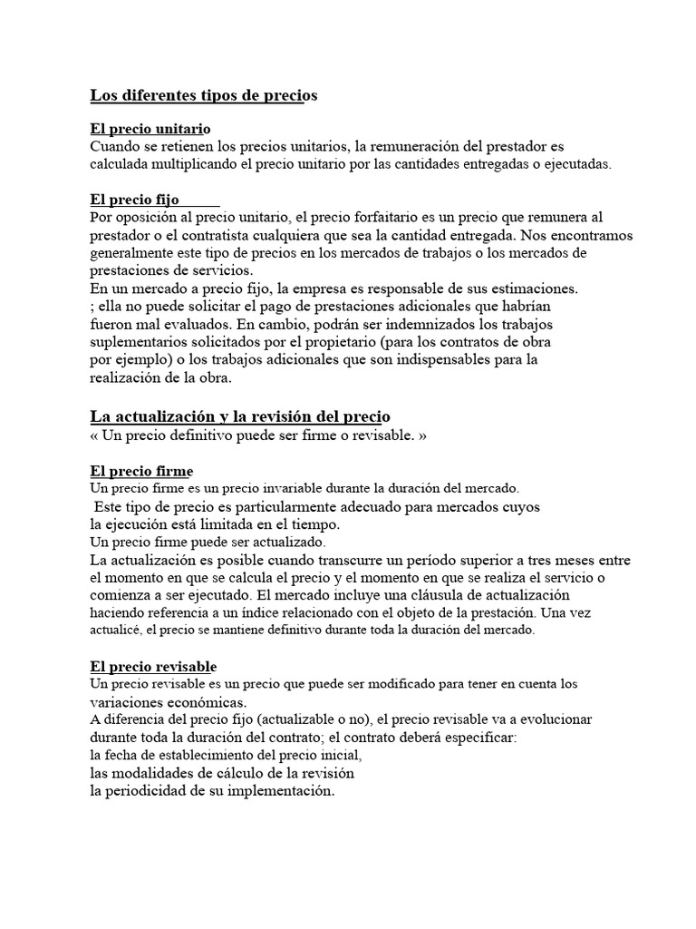 Los Diferentes Tipos de Precios | PDF