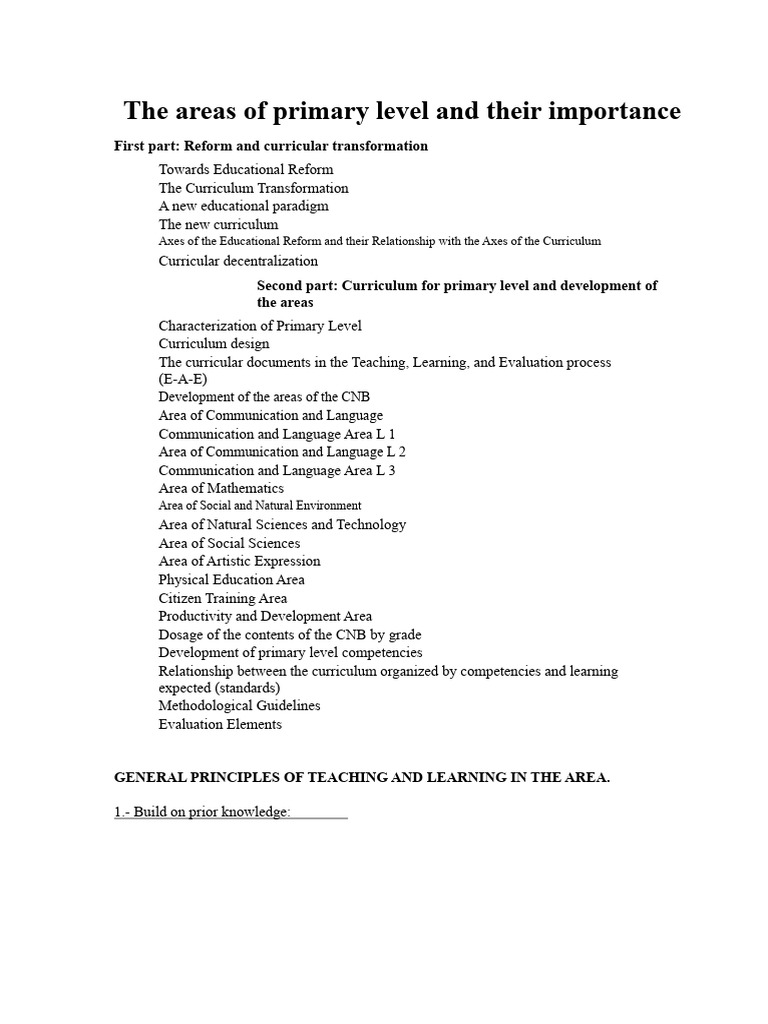 Importance of Primary Level Curriculum | PDF | Learning | Curriculum