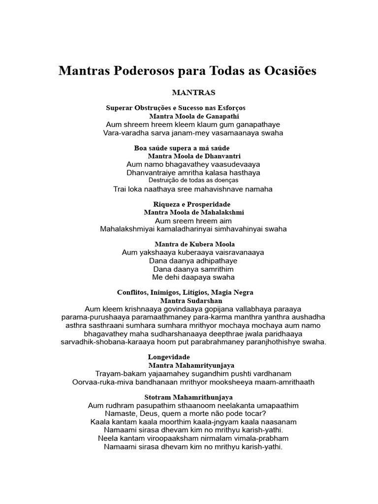 Mantras Poderosos para Sucesso e Riqueza | PDF | Mantra | Chacra