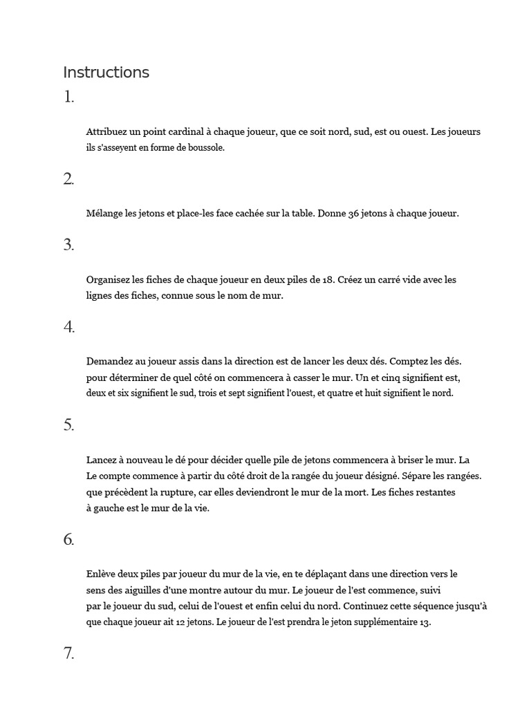 Règles du jeu de Mahjong | PDF | Mahjong