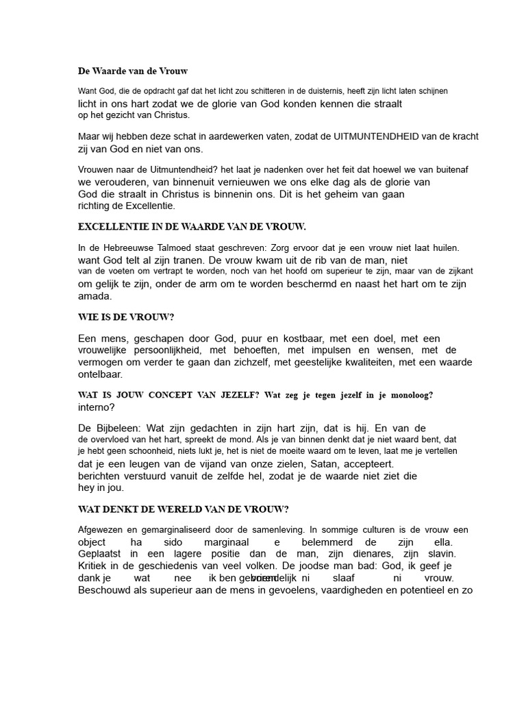 De Waarde Van de Vrouw | PDF