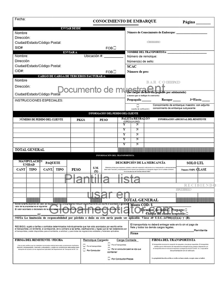 Guía Completa del Conocimiento de Embarque | PDF | Guía de carga ...