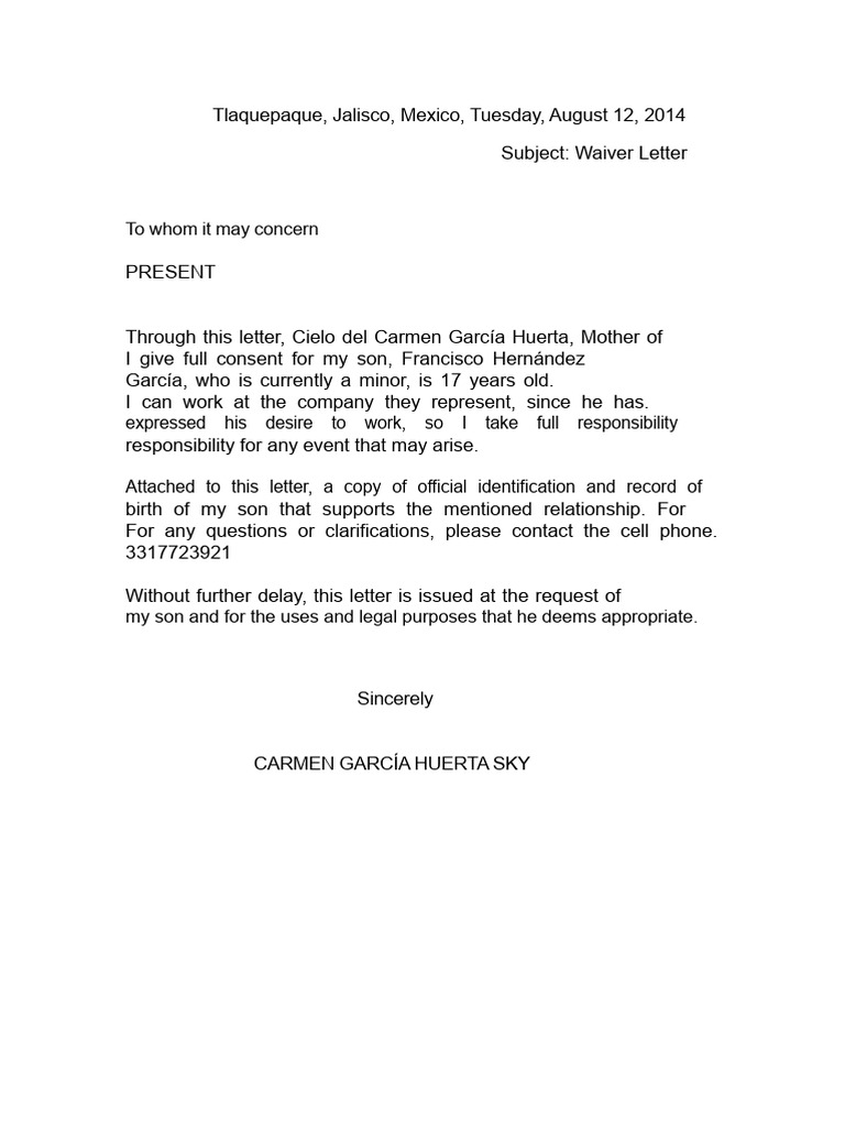 Responsibility Letter | PDF
