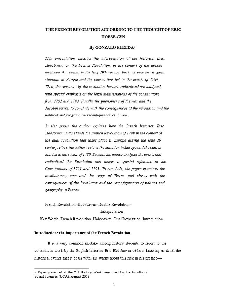 Hobsbawm's View on the French Revolution | PDF | Maximilien Robespierre ...