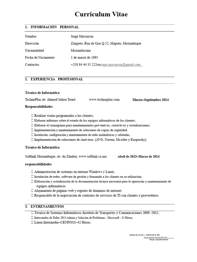 Modelo de Currículum Vitae Listo 1 | PDF | Microsoft Windows | Informática