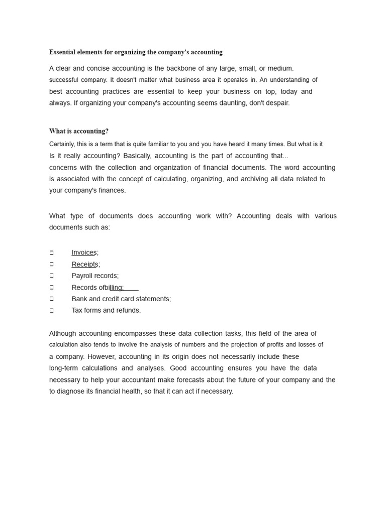 Organizing Company Accounting Essentials | PDF | Receipt | Invoice