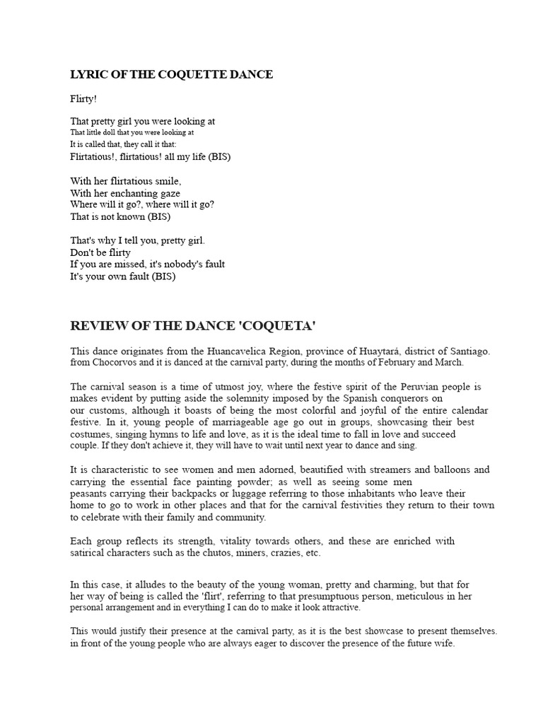 Lyrics of La Danza Coqueta | PDF