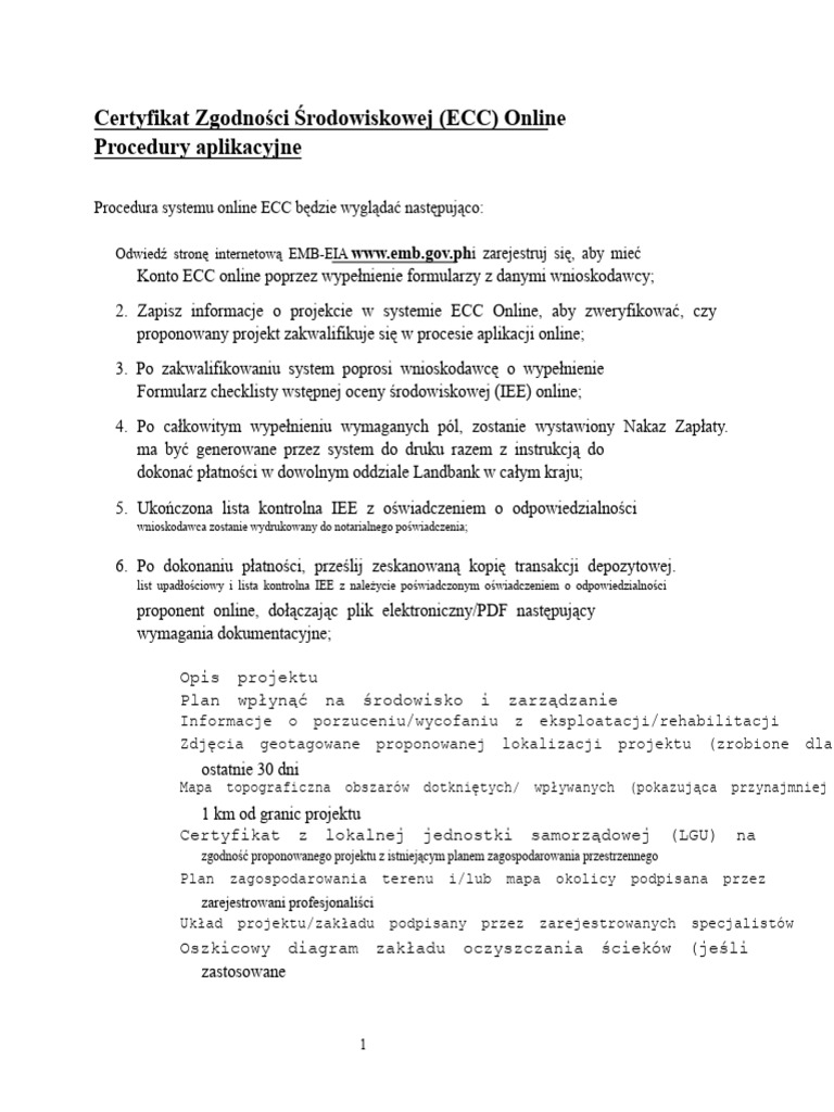 Procedury Dotyczące Aplikacji Online Ecc | PDF