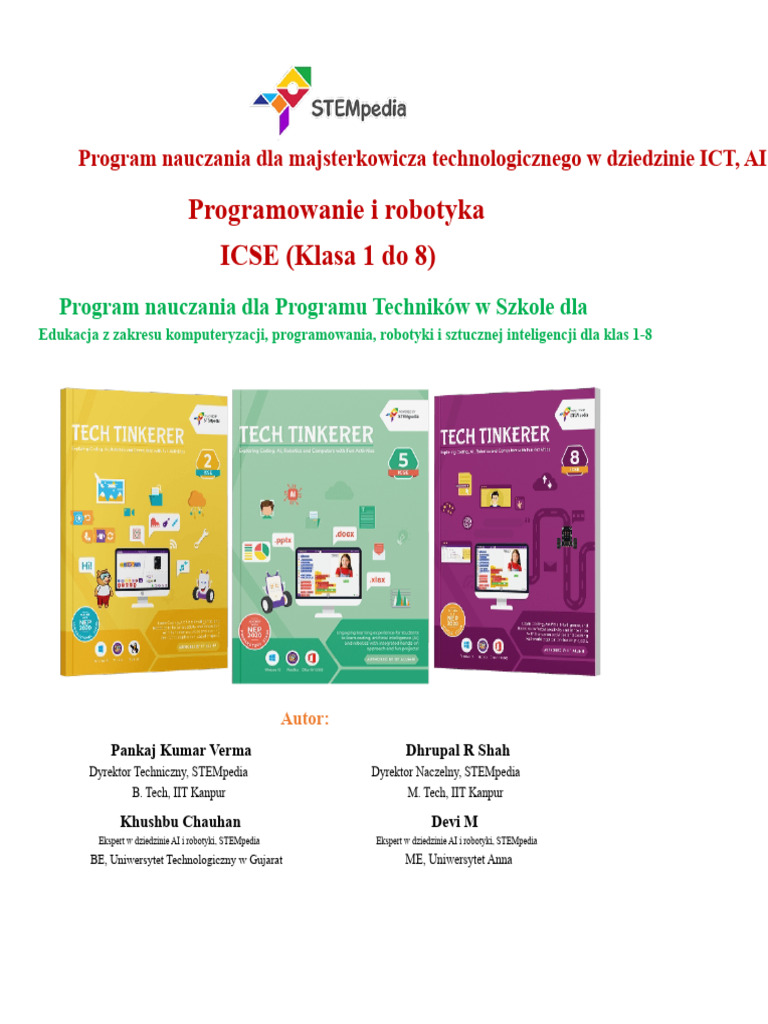 Program Nauczania Dla Szkół ICSE Dotyczący Technologii, Tinkeringu, ICT, AI, Kodowania I ...