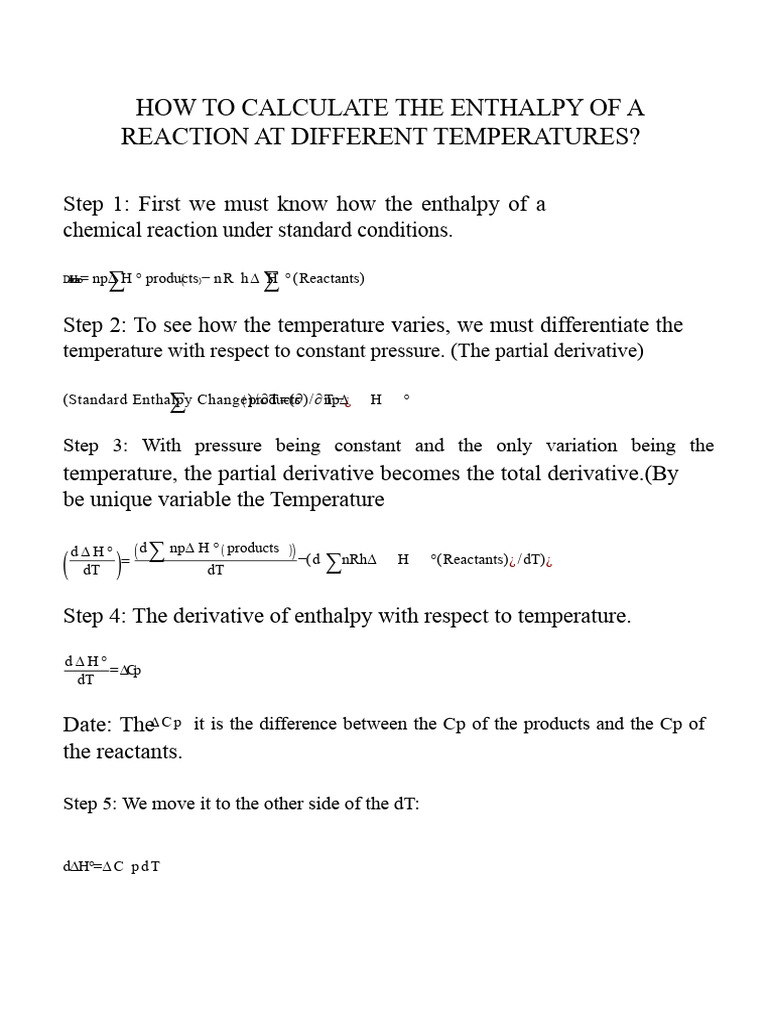 Calculate Reaction Enthalpy Changes | PDF | Enthalpy | Derivative