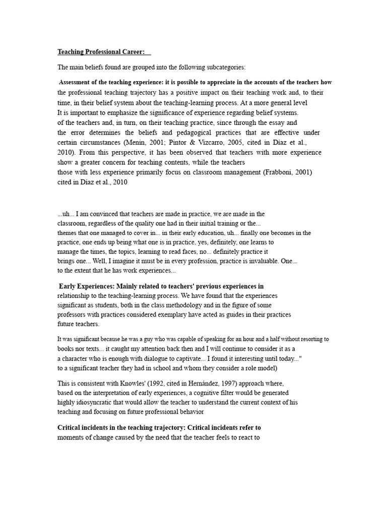 Teaching Professional Career | PDF | Teachers | Experience