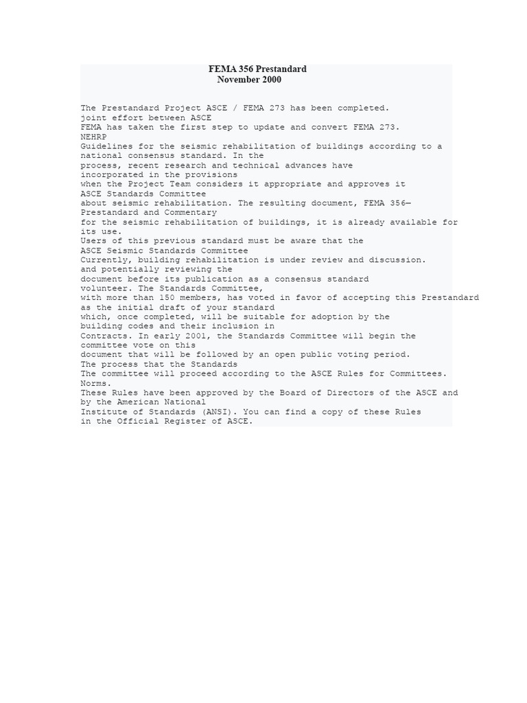 Translation of The FEMA 356 Prestandard | PDF | Concrete | Strength Of ...