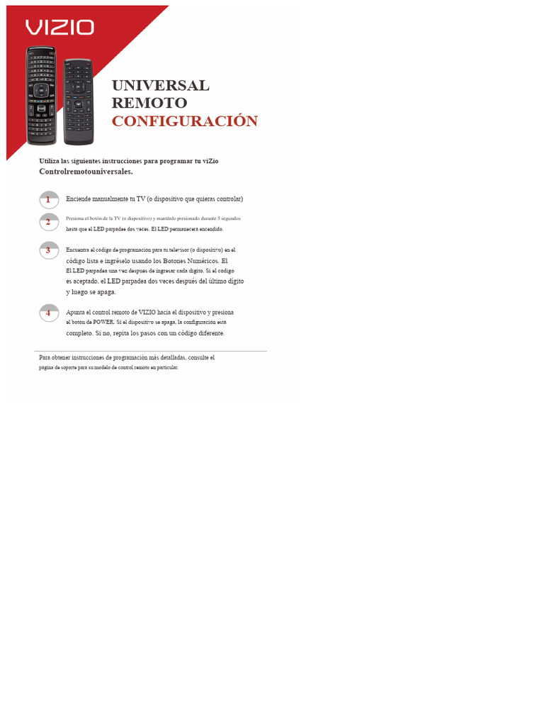 Códigos para Controle Universal Vizio | PDF | Controle remoto ...