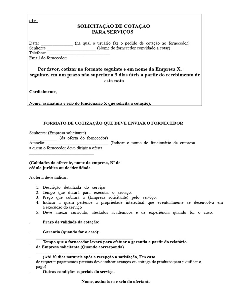 Solicitação de Cotação de Serviços | PDF | Impostos