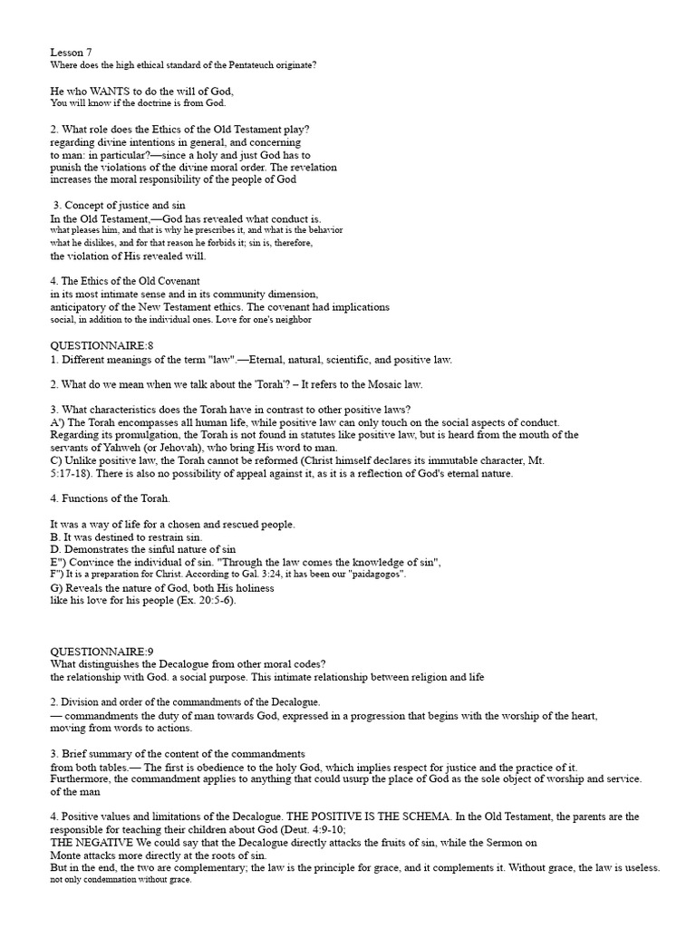 Ethics in the Pentateuch Explained | PDF | Justification (Theology) | Jesus