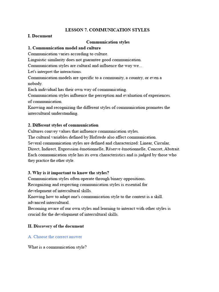 Understanding Communication Styles | PDF | Communication | Cross ...