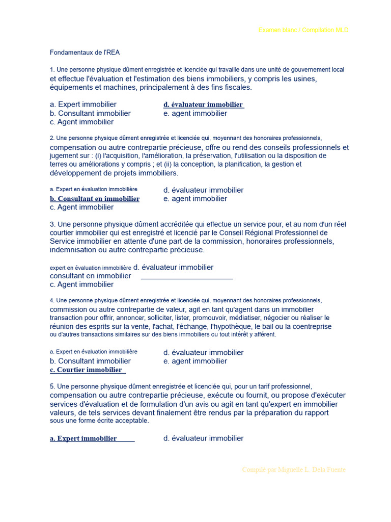 3.04 Examen Blanc REA Avec Corrigé | PDF | Courtier | Prix