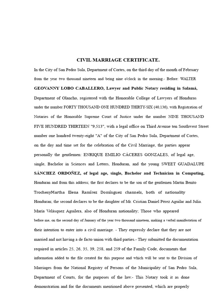 Civil Marriage Certificate | PDF | Marriage | Marriage, Unions And ...