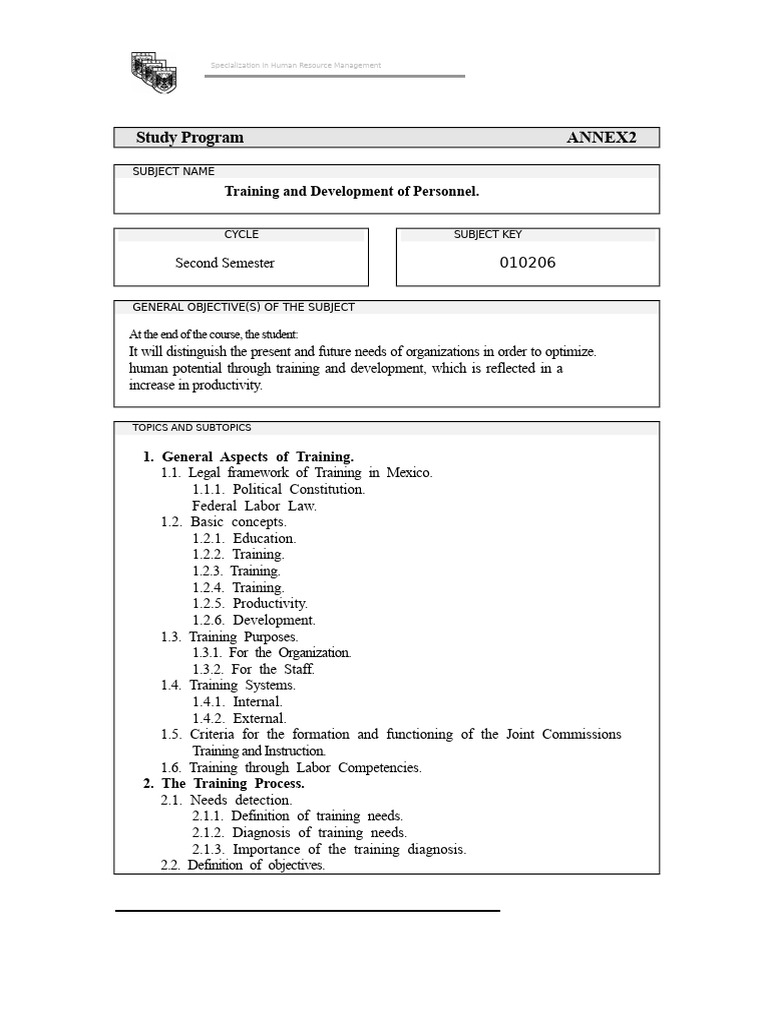 Training and Development Program For Personnel | PDF | Performance ...