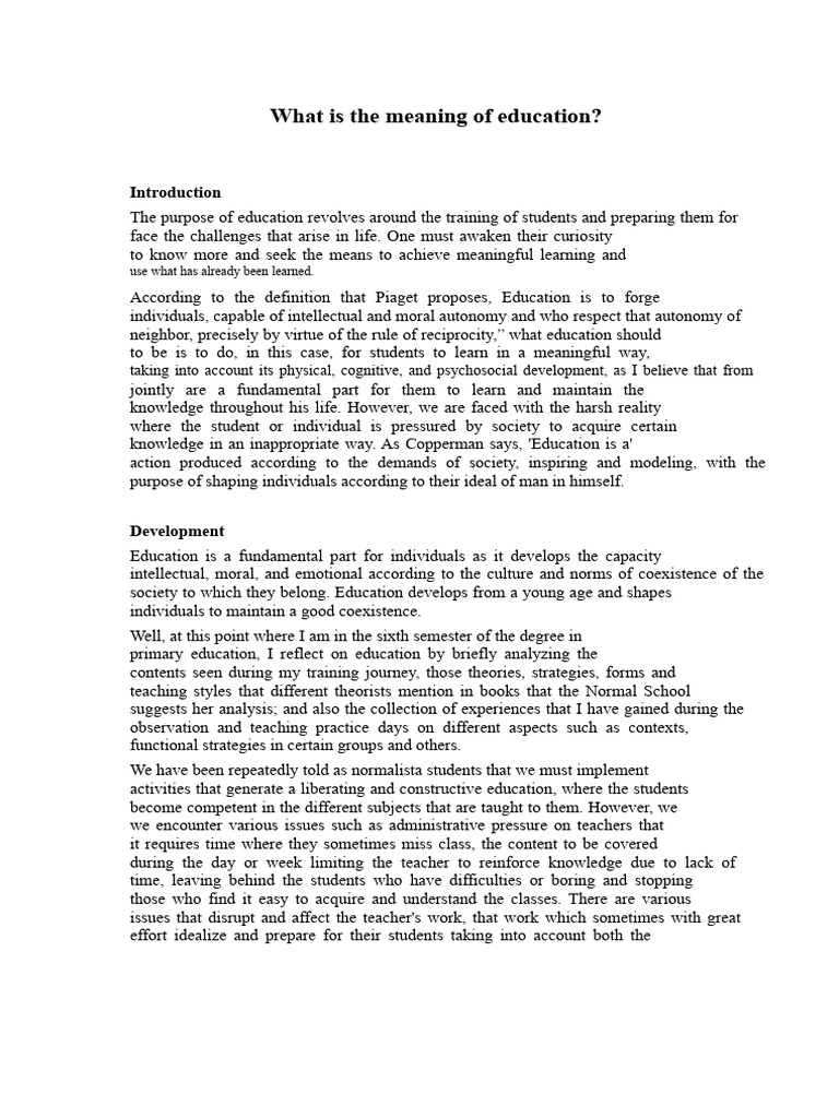 Understanding the Essence of Education | PDF | Knowledge | Teachers