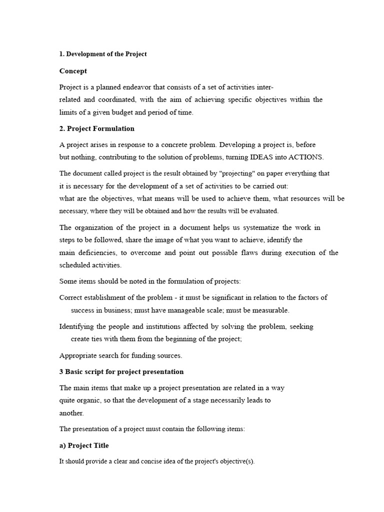 Project Development and Formulation Guide | PDF | Methodology | Cognition