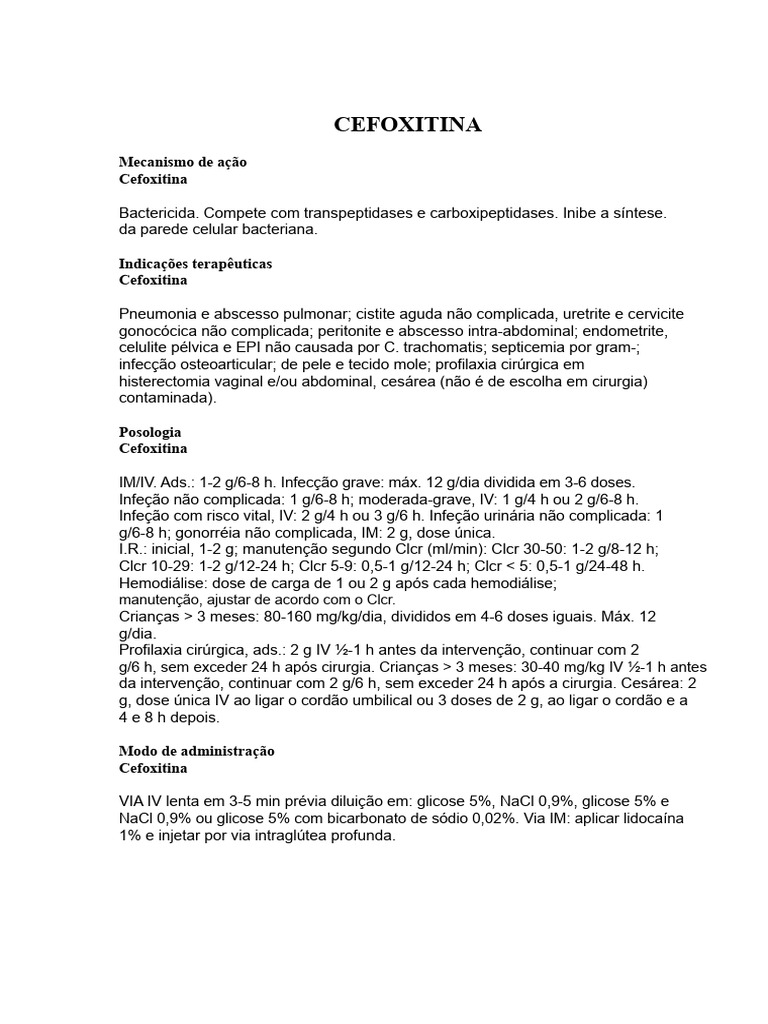 CEFOXITINA | PDF | Sepse | Infecção