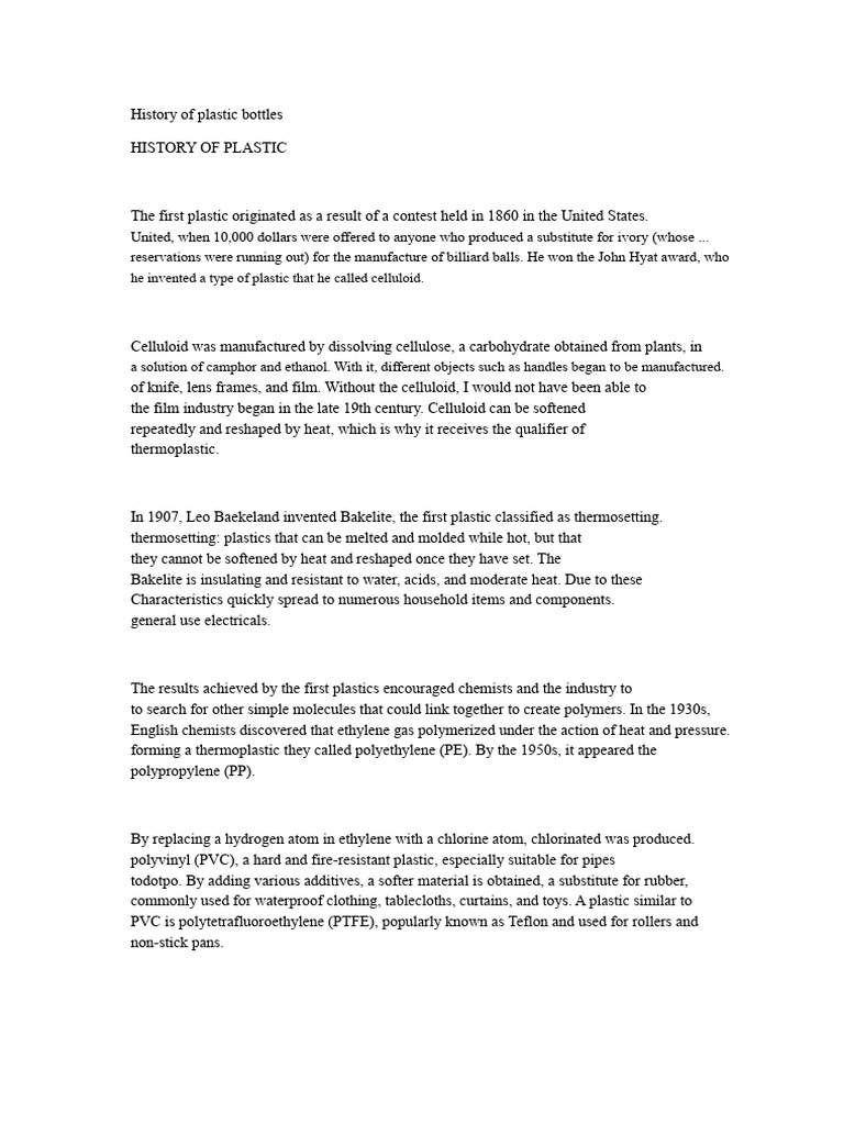 History of plastic bottles | PDF | Compact Disc | Plastic