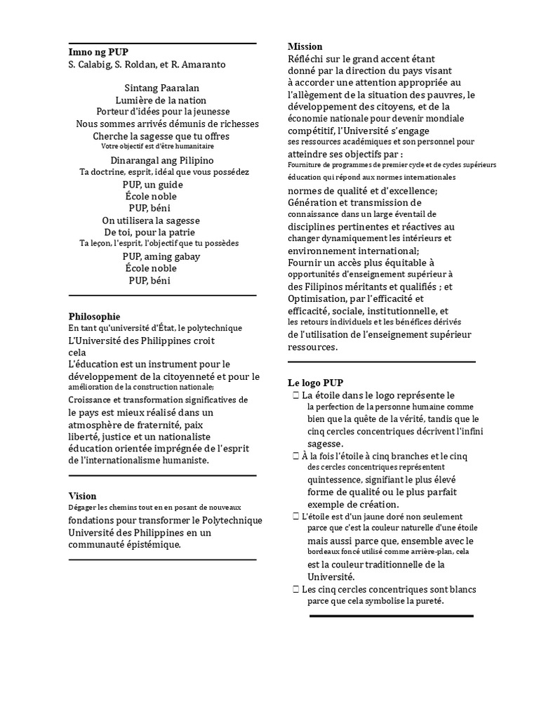 Vision et mission de l'université PUP | PDF | Sagesse | Humanisme