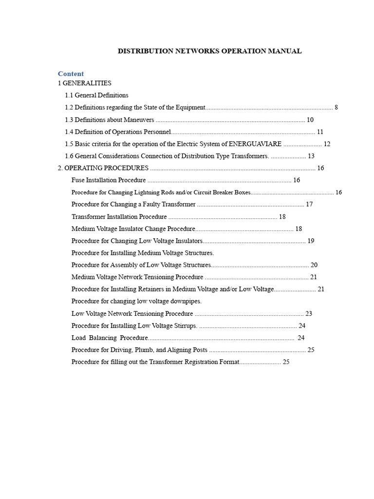 Distribution Networks Operation Manual | PDF | Fuse (Electrical ...