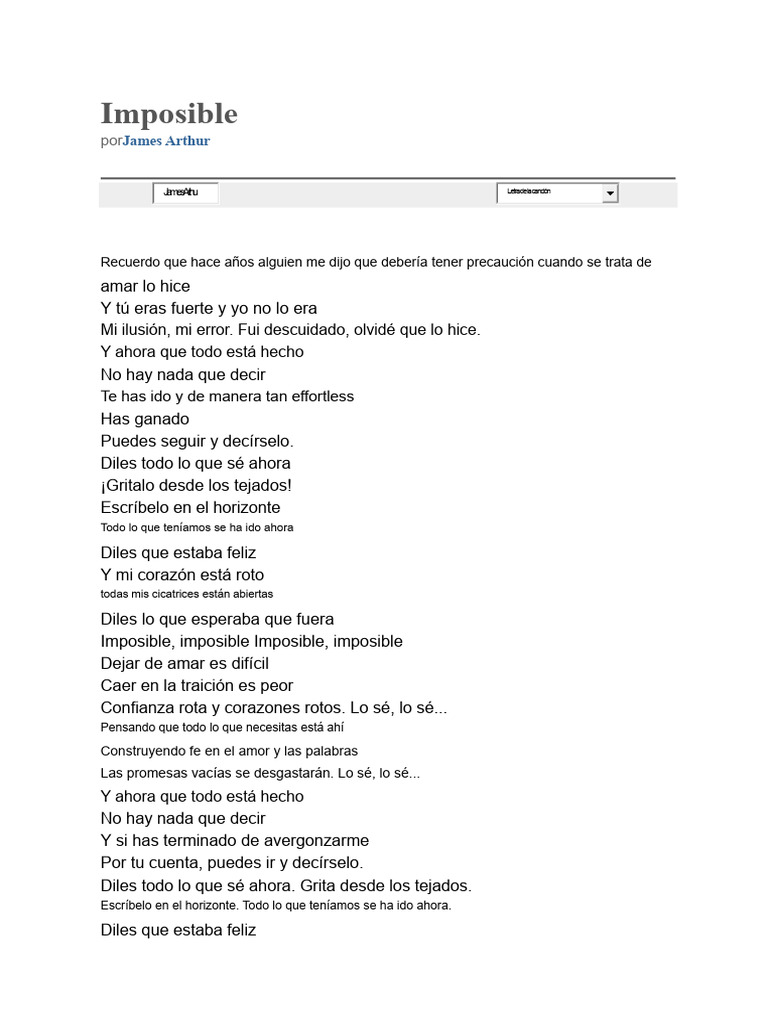 Letra de "Impossible" | PDF