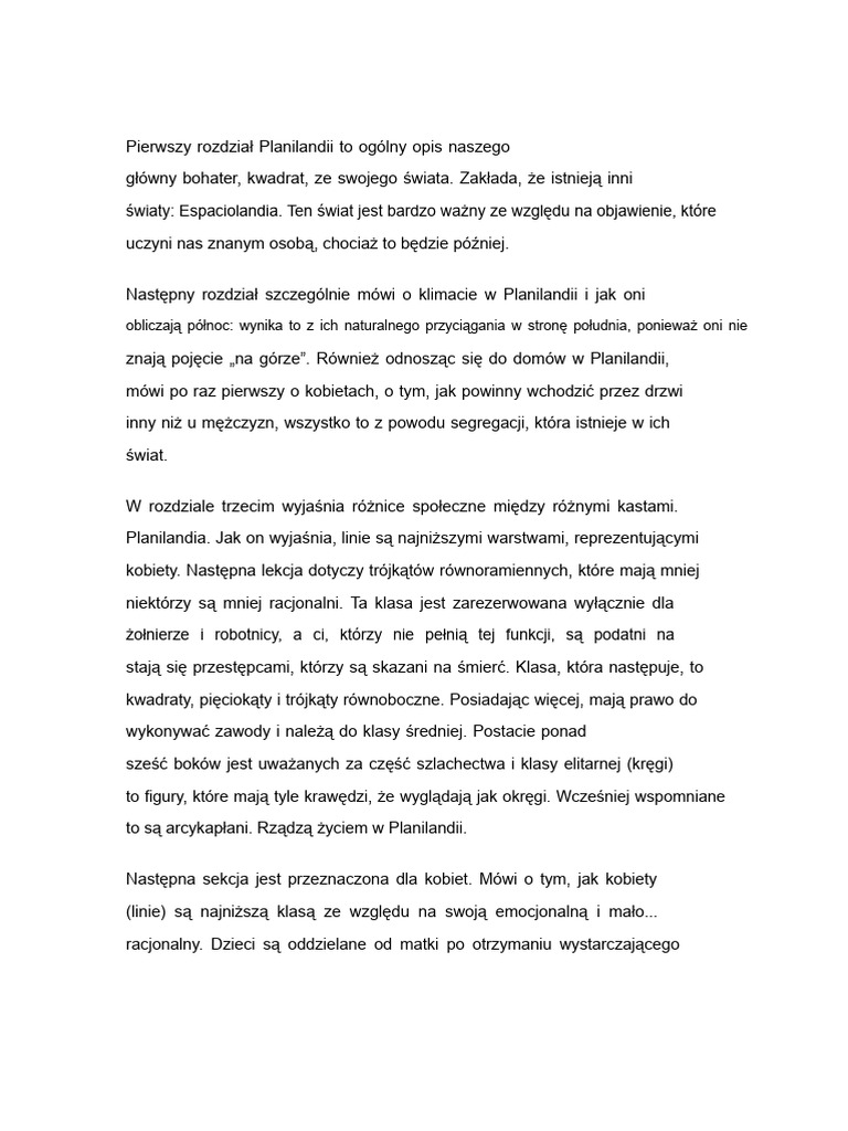 Streszczenie Planilandii | PDF