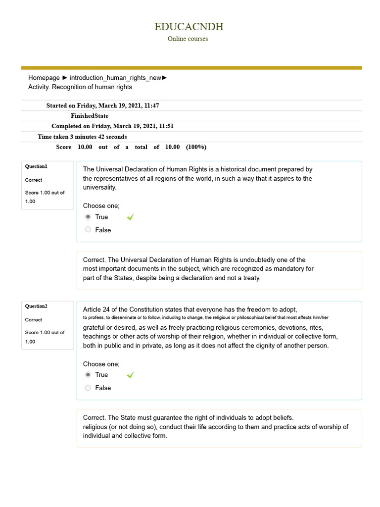 Human Rights Course Completion Summary | PDF | Human Rights ...