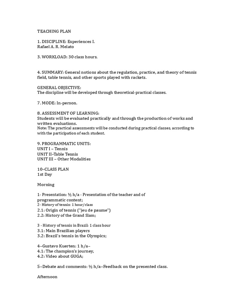 Table Tennis Teaching Plan | PDF | Table Tennis